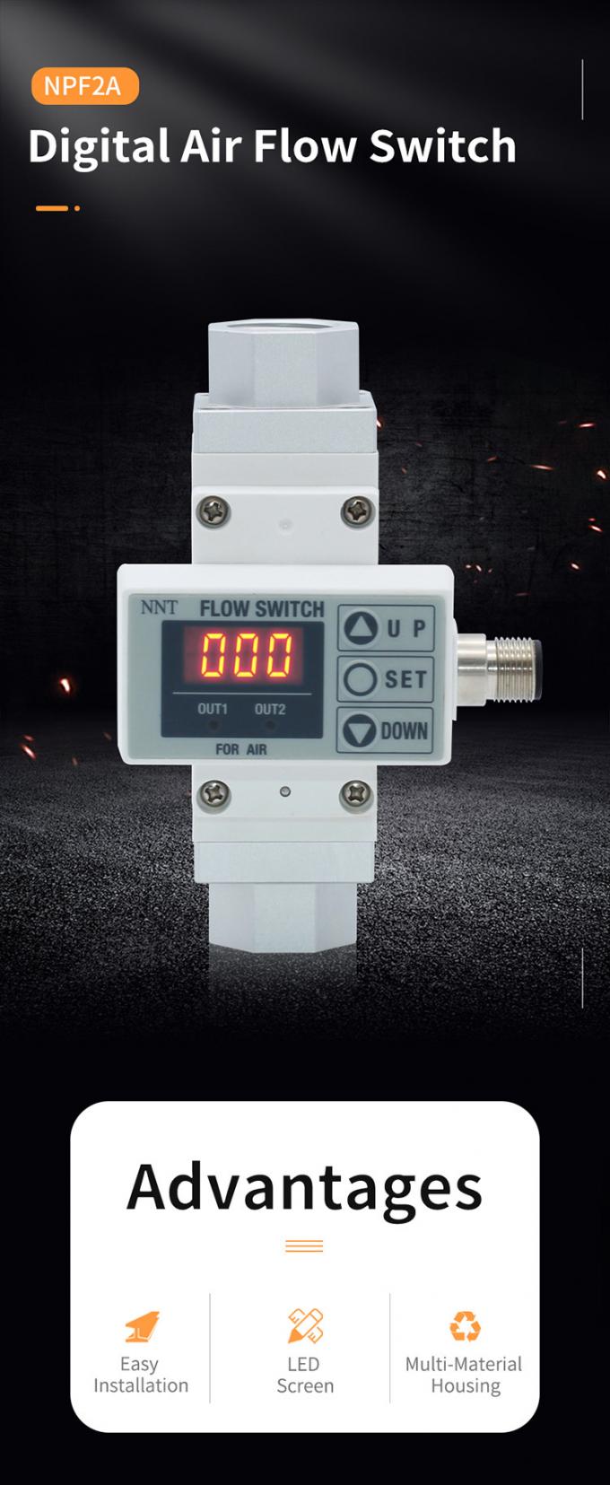 NPN Open Collector Digital Air Flow Meters , Rc Thread flow control meters