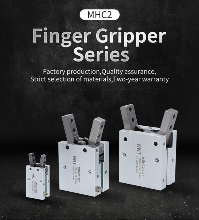 Non lube Angular Pneumatic Gripper , Aluminum 2 Finger Robot Gripper